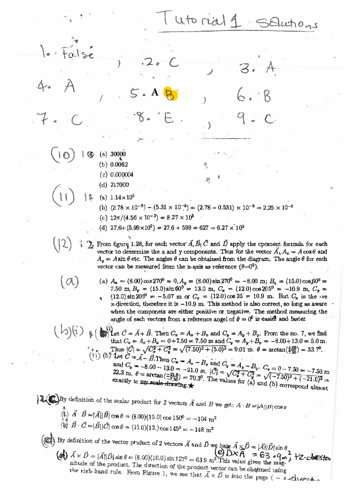 Tut 1 solutions - _/ , '-C:i_.\ A ) ,. 3 A-# I ) 6 0 B ) 9 ... (_, ,-r ...