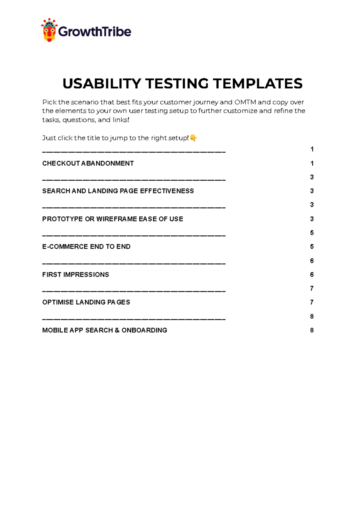 Usability Testing templates - Google Docs - 🤓USABILITY TESTING ...