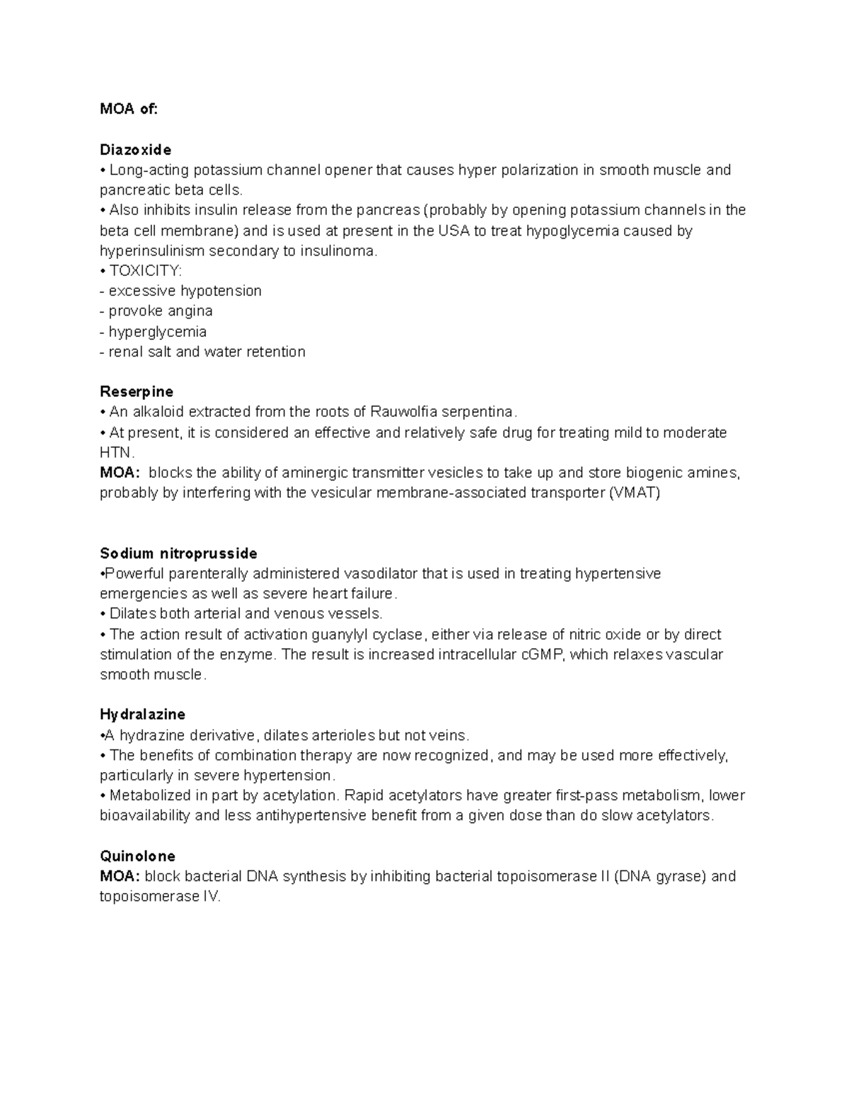 P2- Pointers - Pharmacology reviewer - MOA of: Diazoxide Long-acting ...