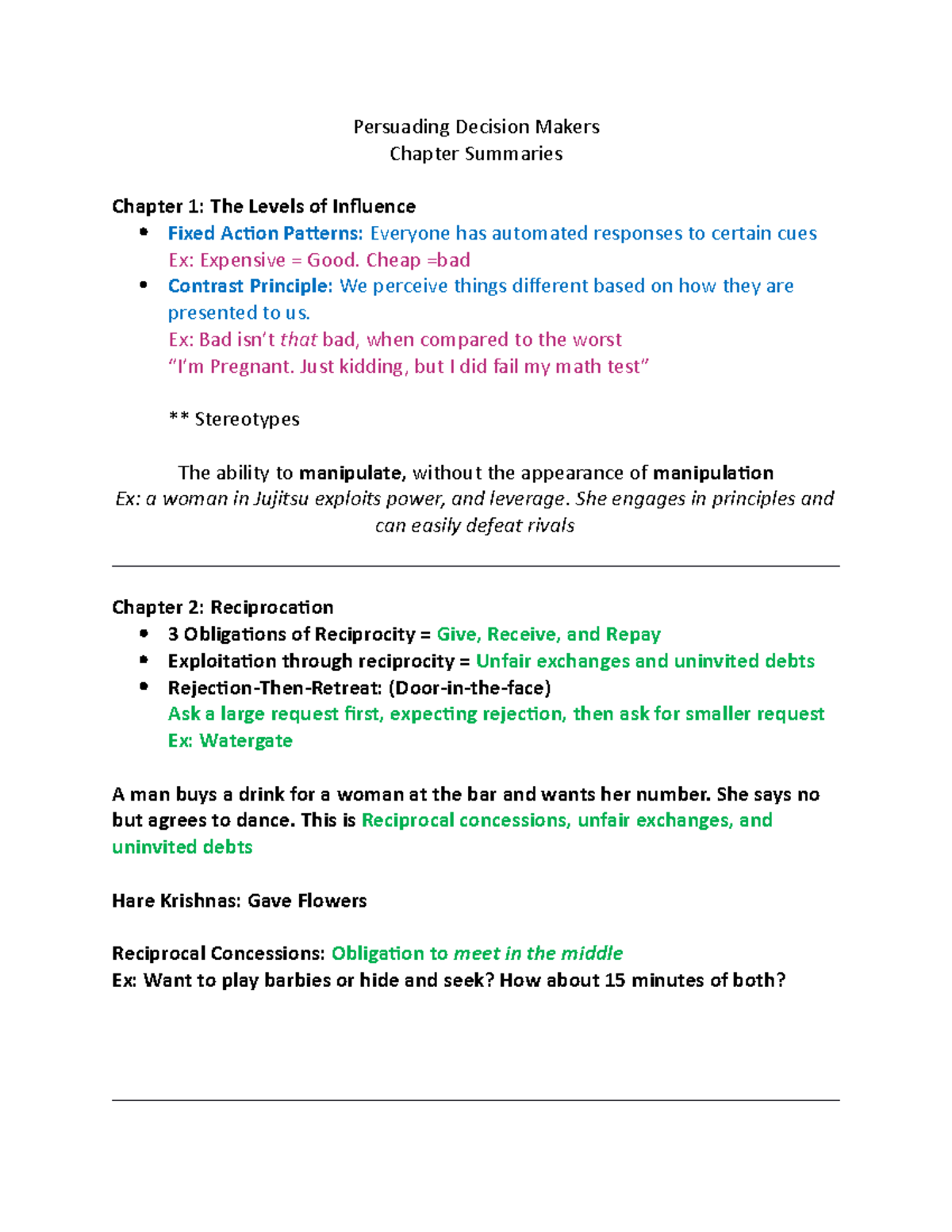 PDM Notes Ch 1-3 - Persuading Decision Makers Chapter Summaries Chapter ...