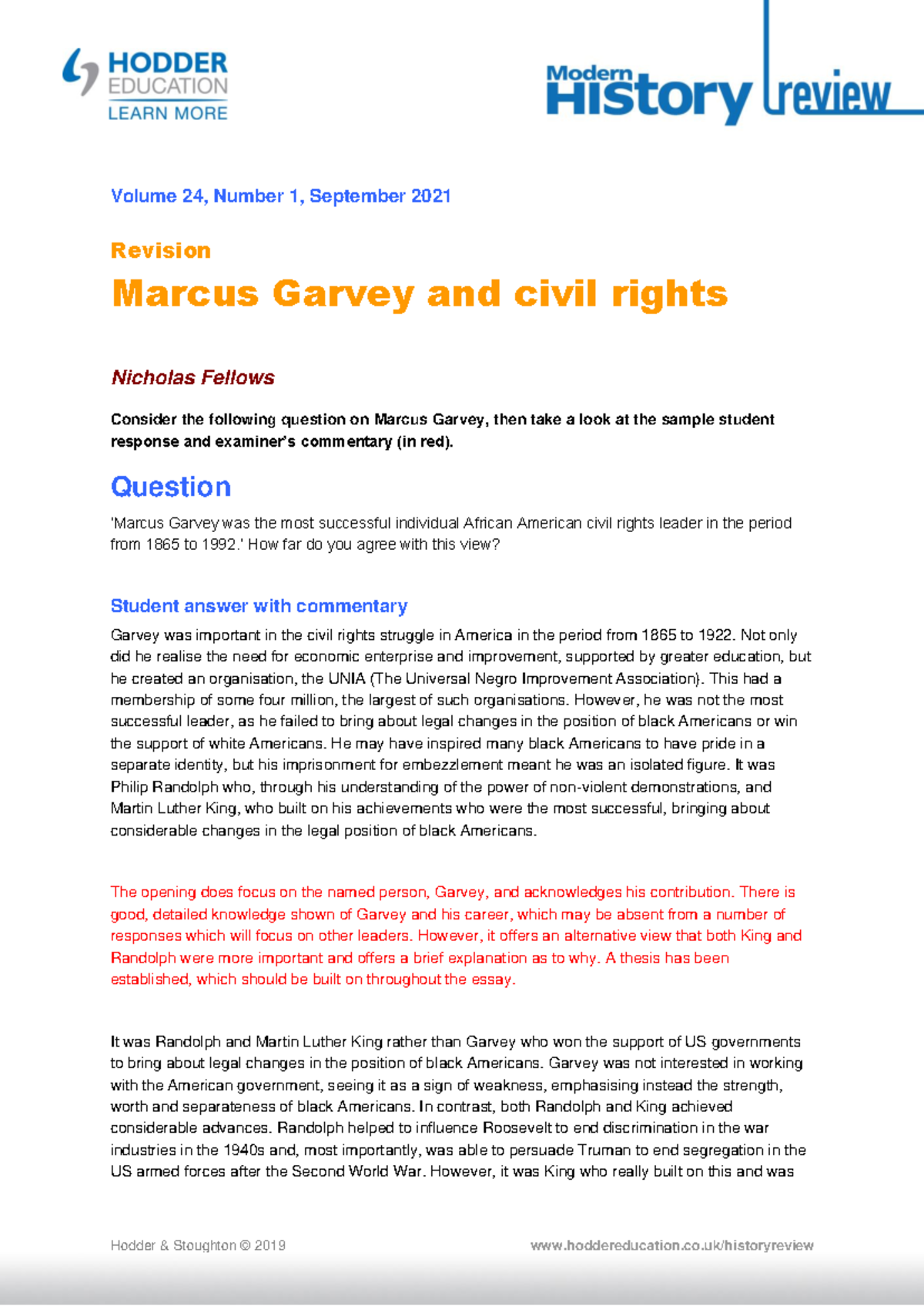 Marcus Garvey and civil rights - Volume 2 4, Number 1 , September 2021 ...