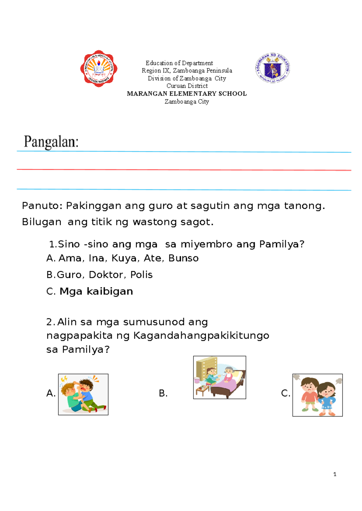 Filipino Version Second Quarter Assessment FOR Kinder 2023 MELC Based 2 ...