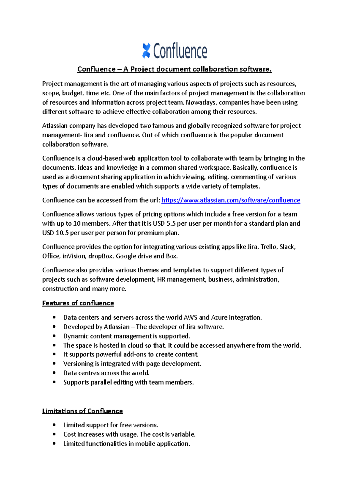 Assignment-3 Confluence software - Confluence – A Project document ...