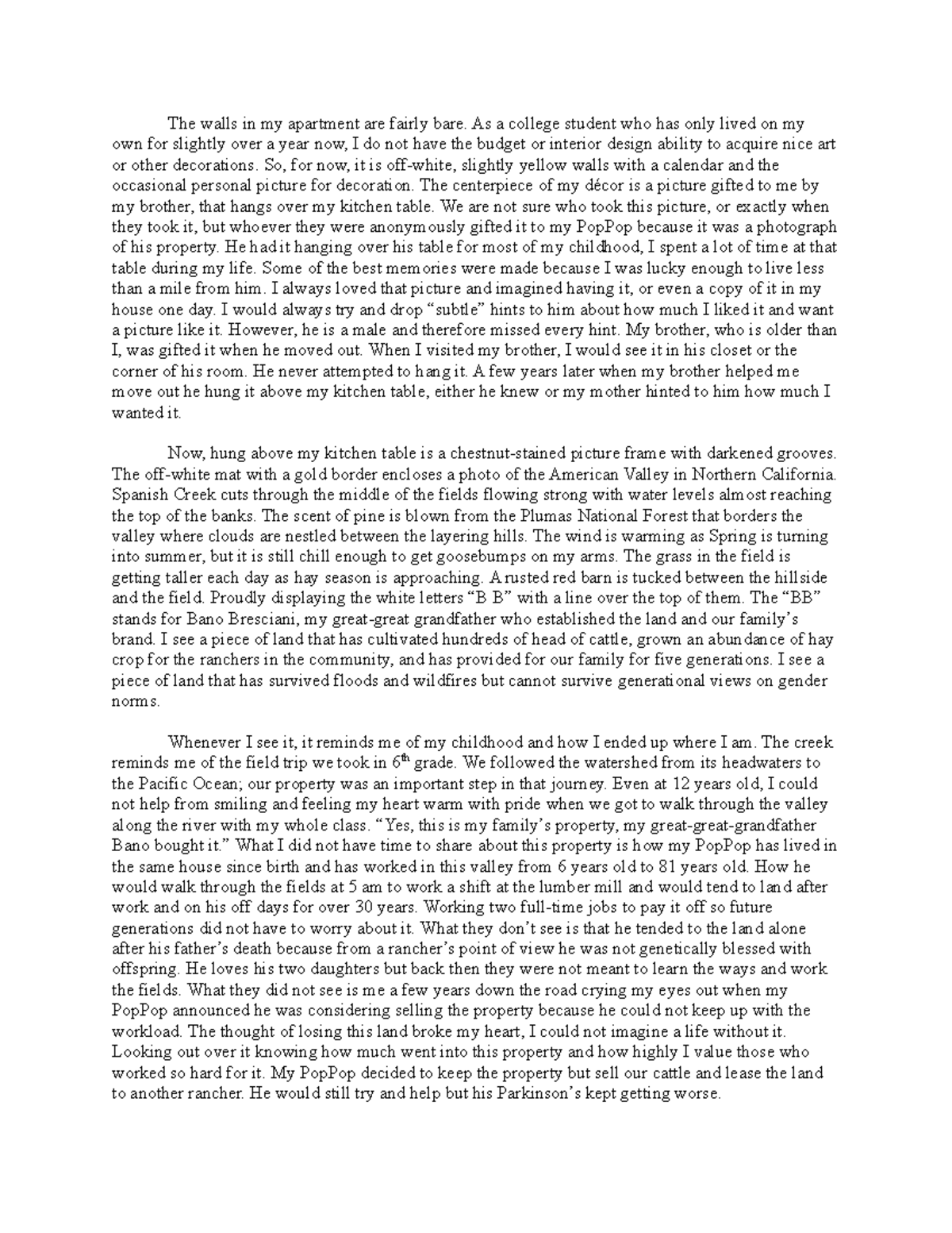 Object essay - n/a - The walls in my apartment are fairly bare. As a ...