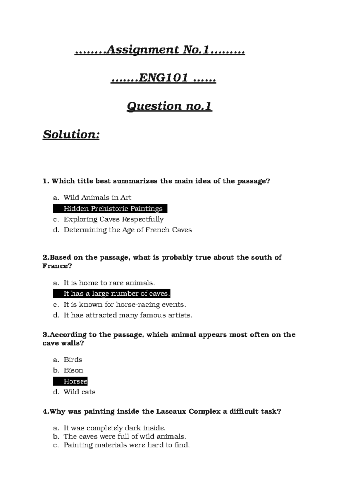 cs101 Assignment No1 - ... .... No......... ...... ...... Question no. Solution: Which title ...