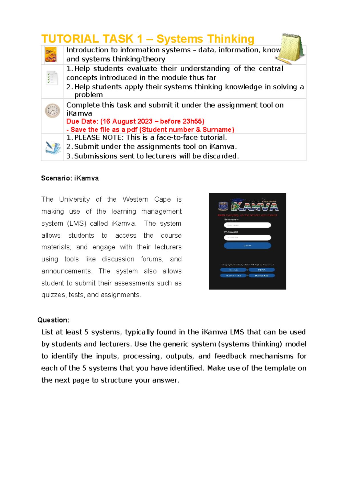 2023 Tutorial 1 System thinking 2023 - TUTORIAL TASK 1 – Systems ...