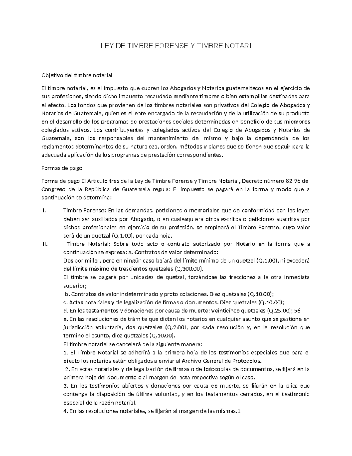 LEY DE Timbre Forense Y Timbre Notarial - LEY DE TIMBRE FORENSE Y ...