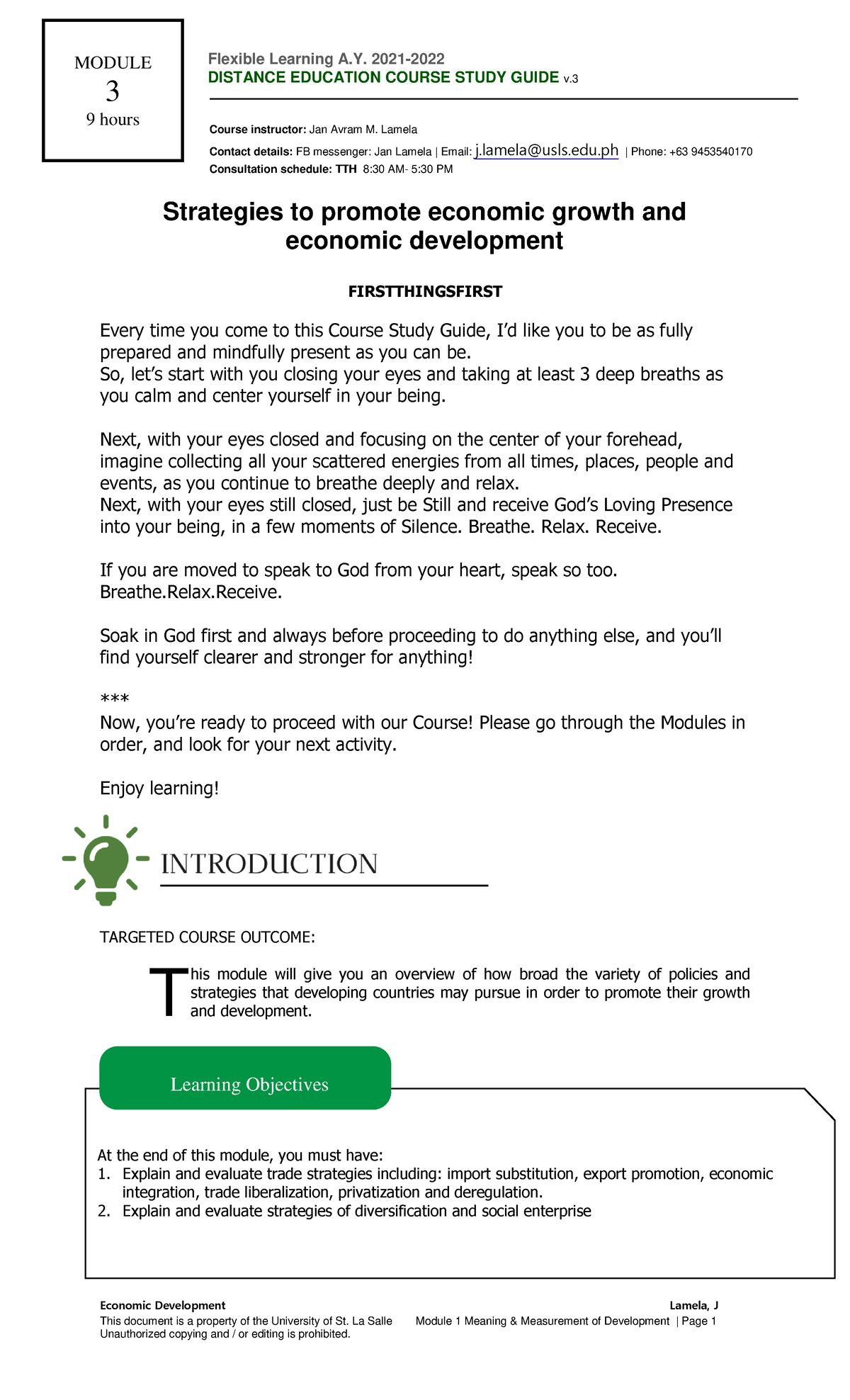 Economic Development Module 3 ECON501B 1583735354 - Economic ...