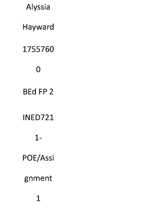 FOED7411 Assignment 1, 2022 questions and mark allocations. - © The Independent Institute of ...
