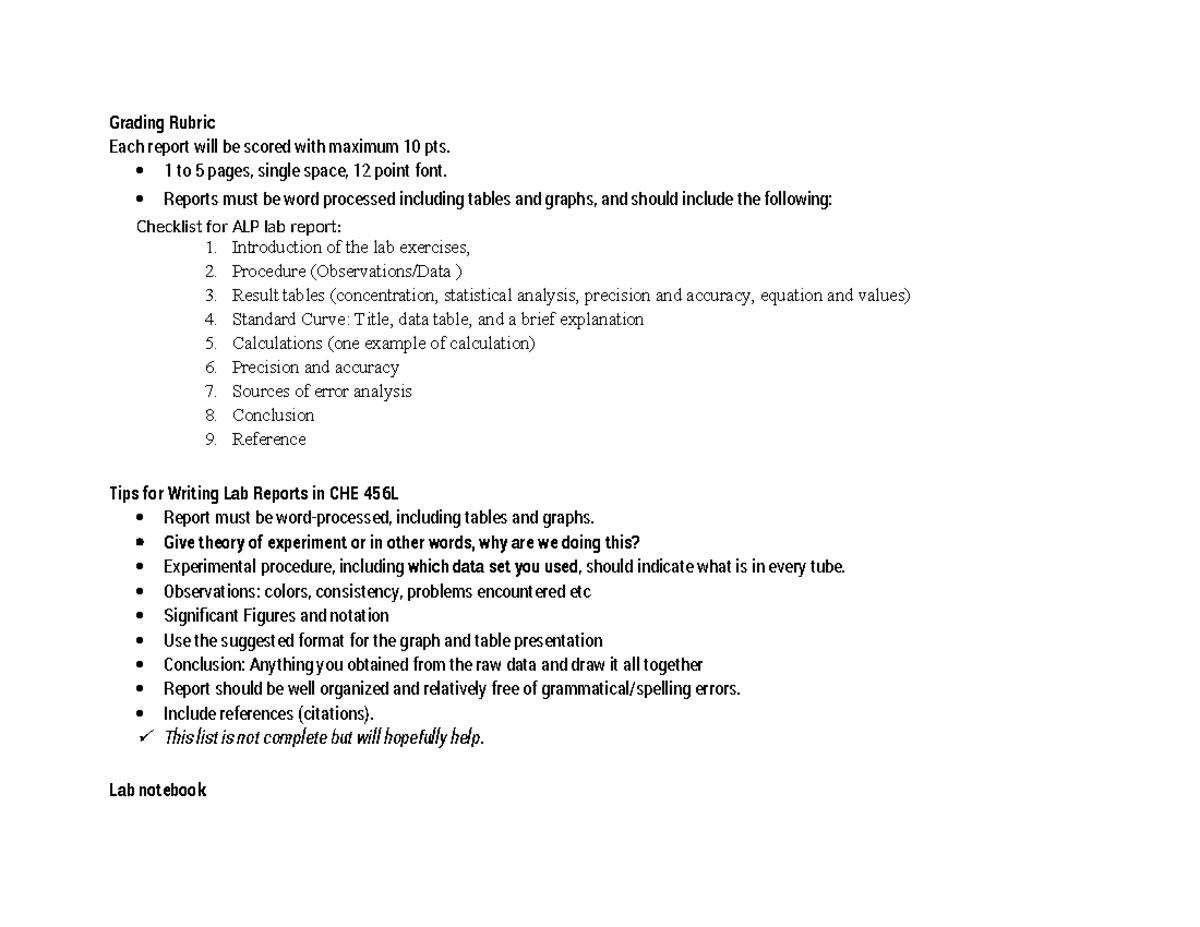 22ALP - Notes - Grading Rubric Each report will be scored with maximum ...