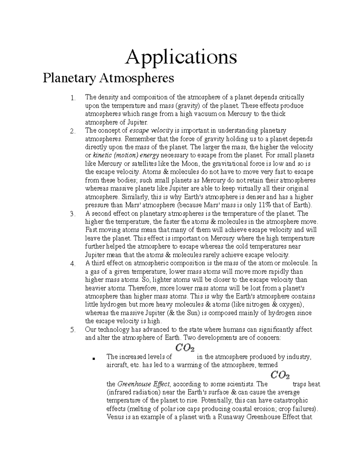 Astr 8 - astronomy lecture notes 8 - Applications Planetary Atmospheres ...