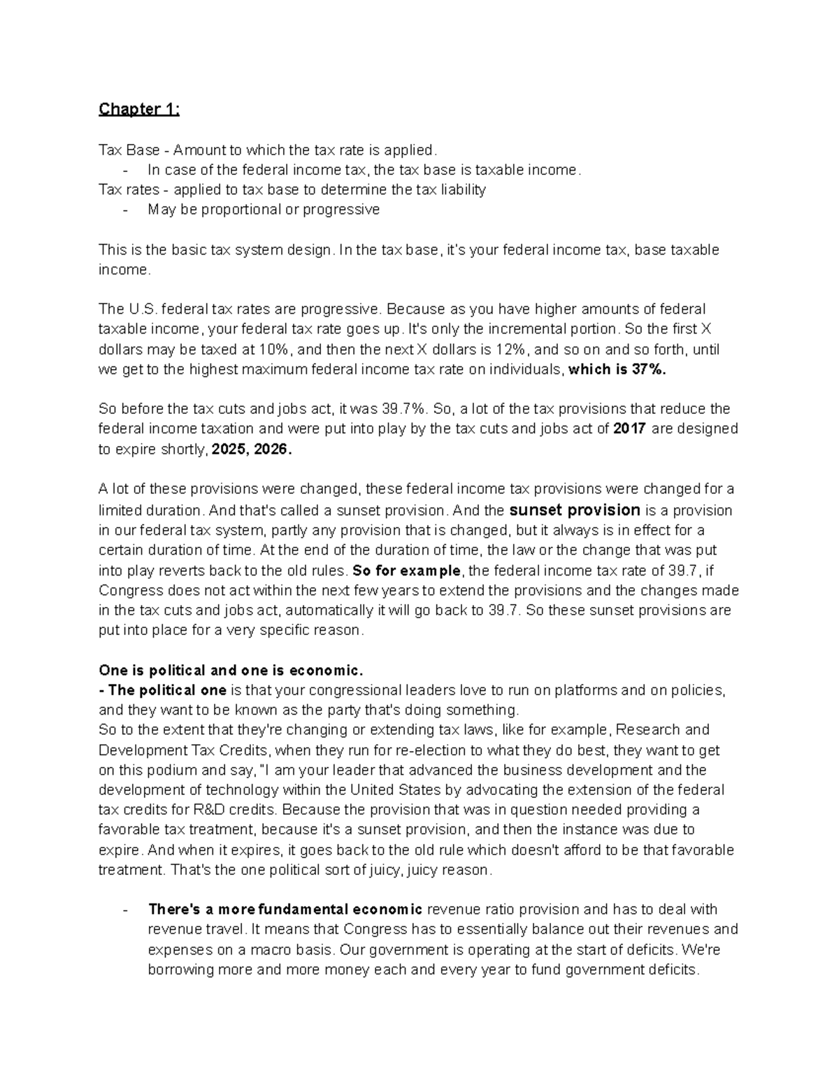 TAX 3300 - Federal income tax - Chapter 1: Tax Base - Amount to which ...
