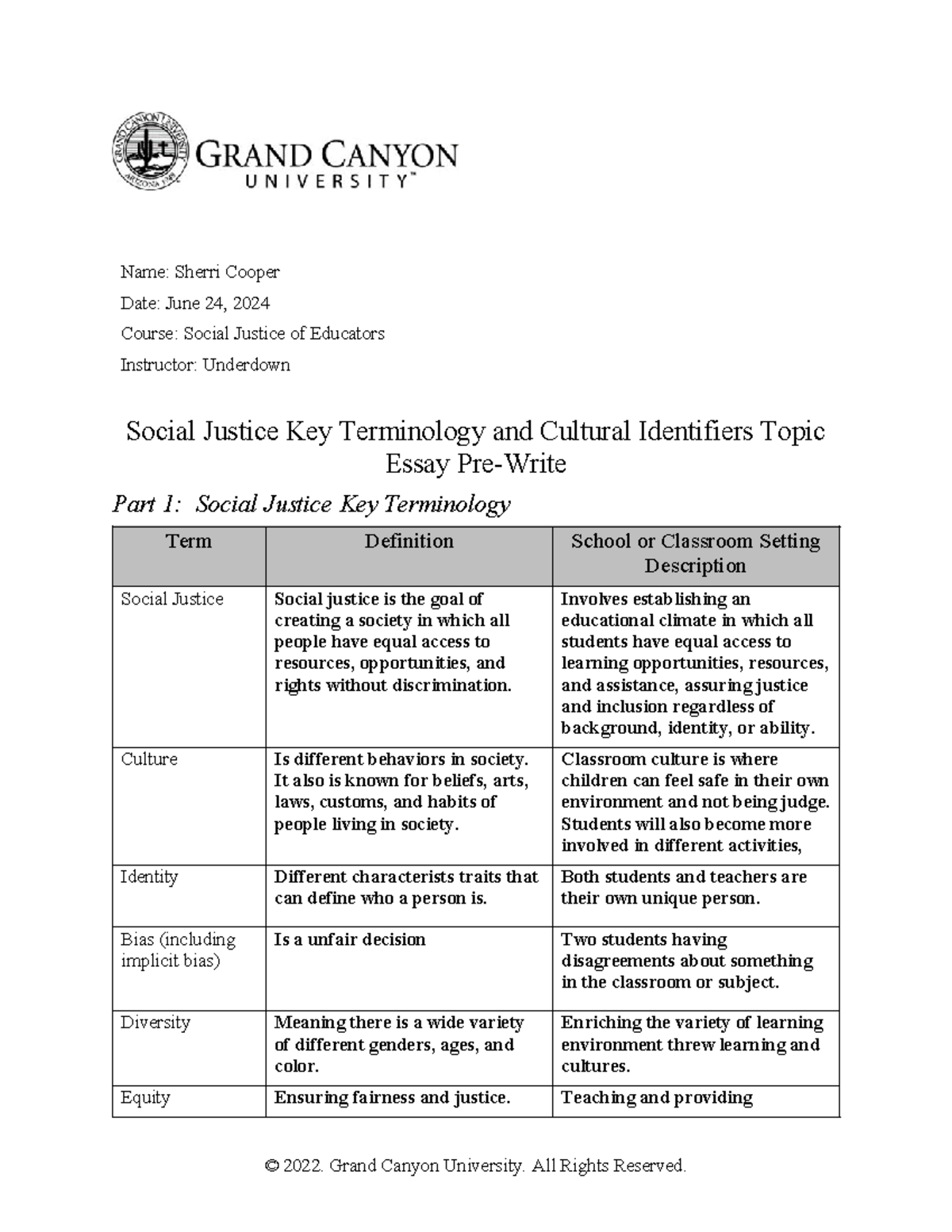 EDU 330 T1 Social Justice Terminologyand Cultural Identifiers Topic ...