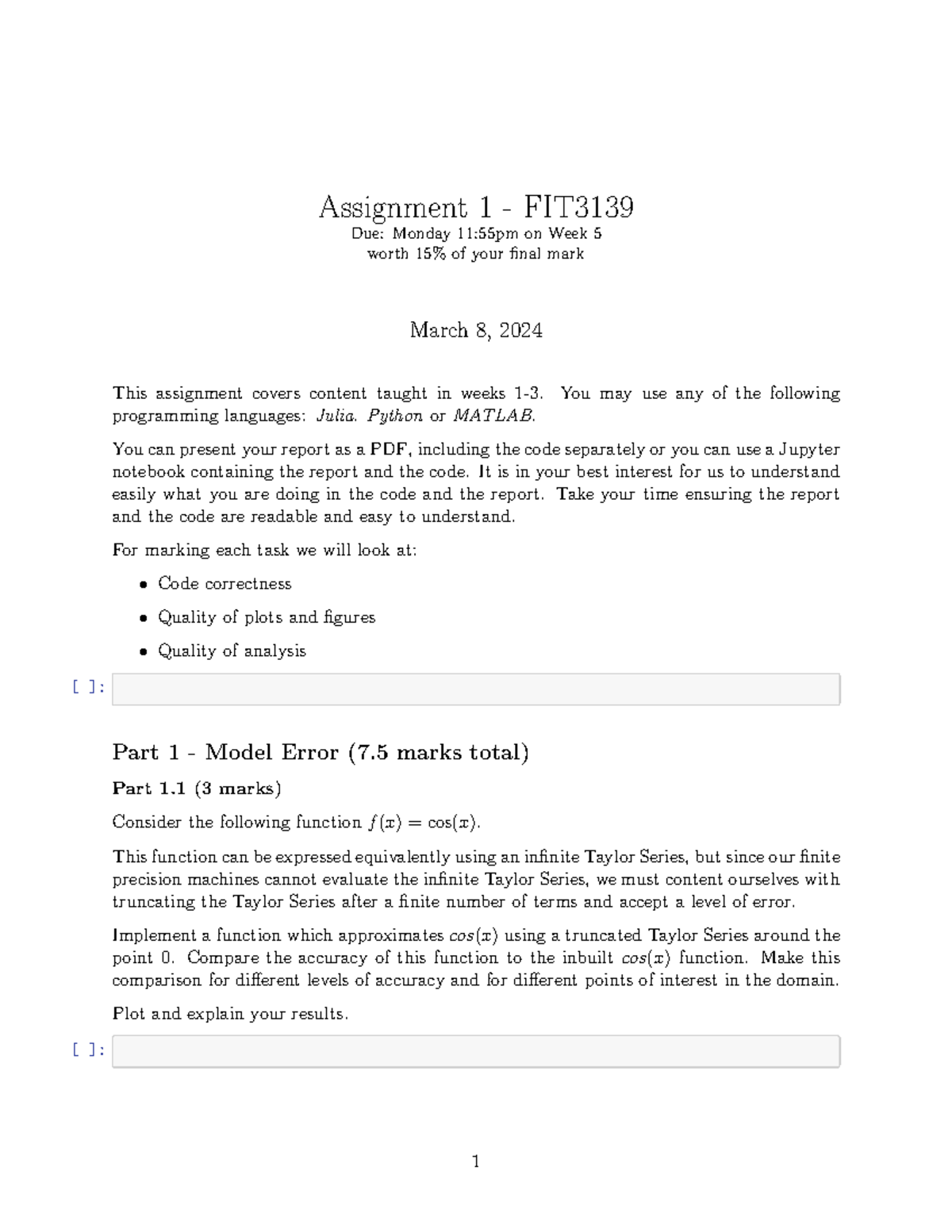 Assignment 1 - You may use any of the following programming languages ...