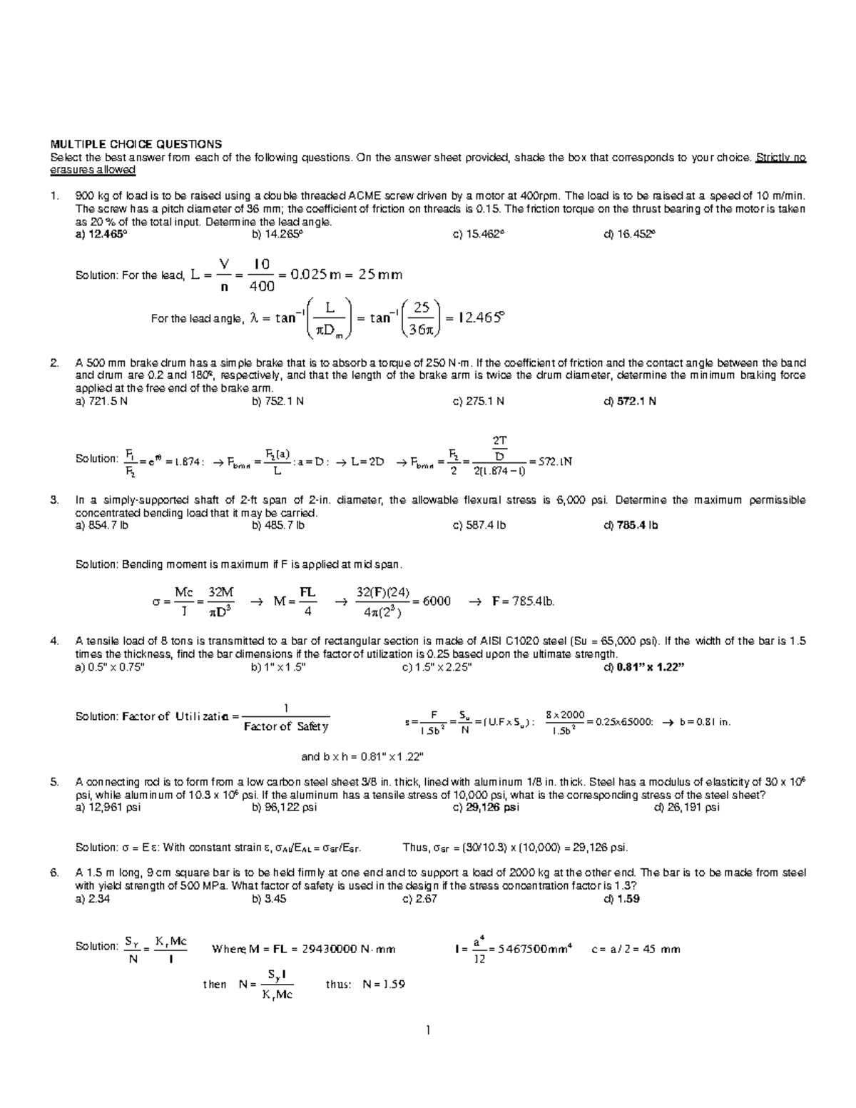 Machine Design Practice Problems - IBONG TIRIRIT (MDSP 3) MACHINE DESIGN/SHOP PRACTICE (Solved ...