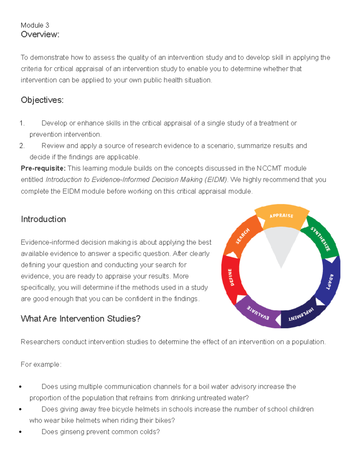 Online Module 3 - Module 3 Overview: To demonstrate how to assess the ...