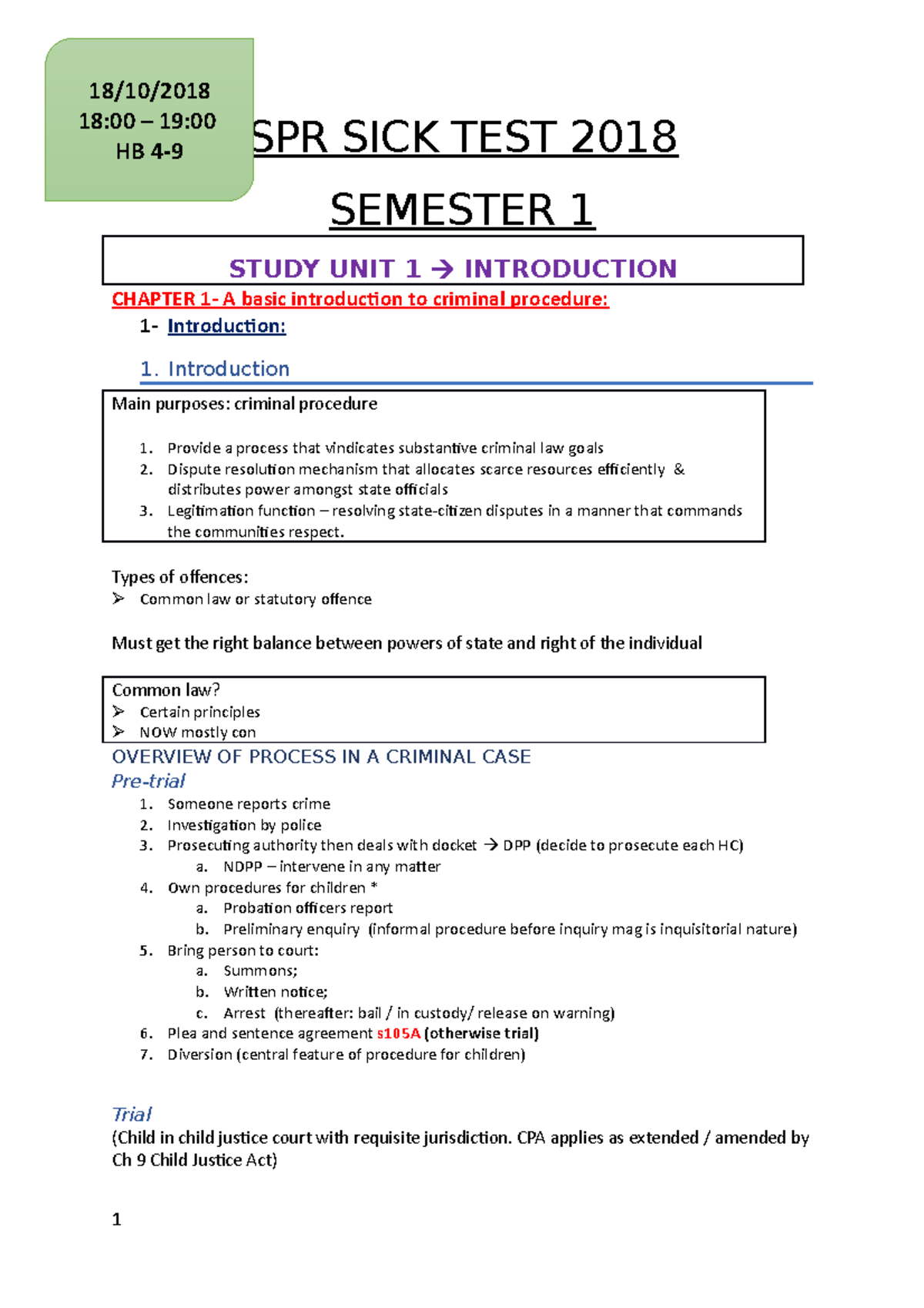 SPR SICK TEST 2018 (00000002) - SPR SICK TEST 2018 SEMESTER 1 STUDY ...