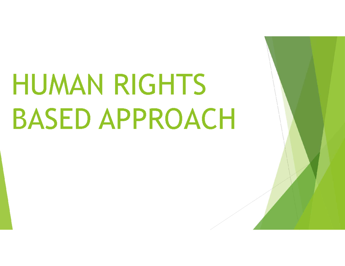 Human Rights- Gender Equality - HUMAN RIGHTS BASED APPROACH ####### The ...