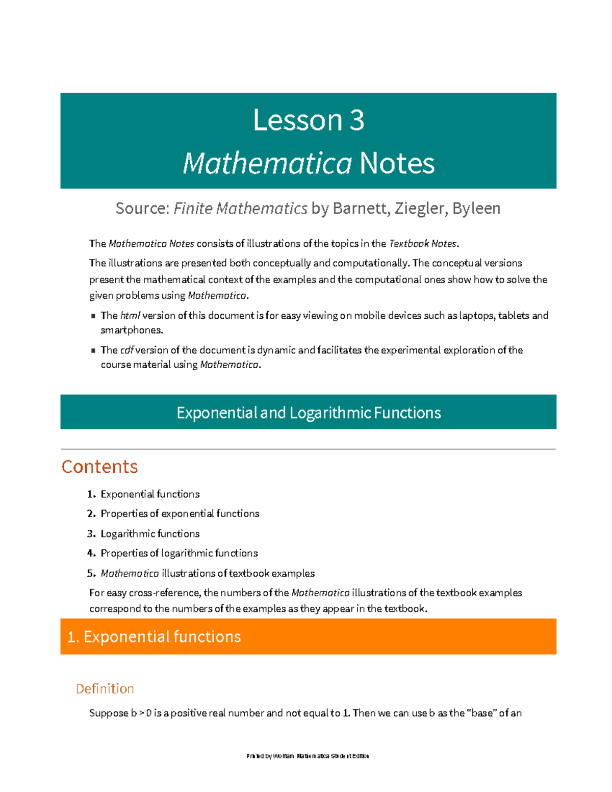 Lesson 3 Mathematica - The illustrations are presented both ...