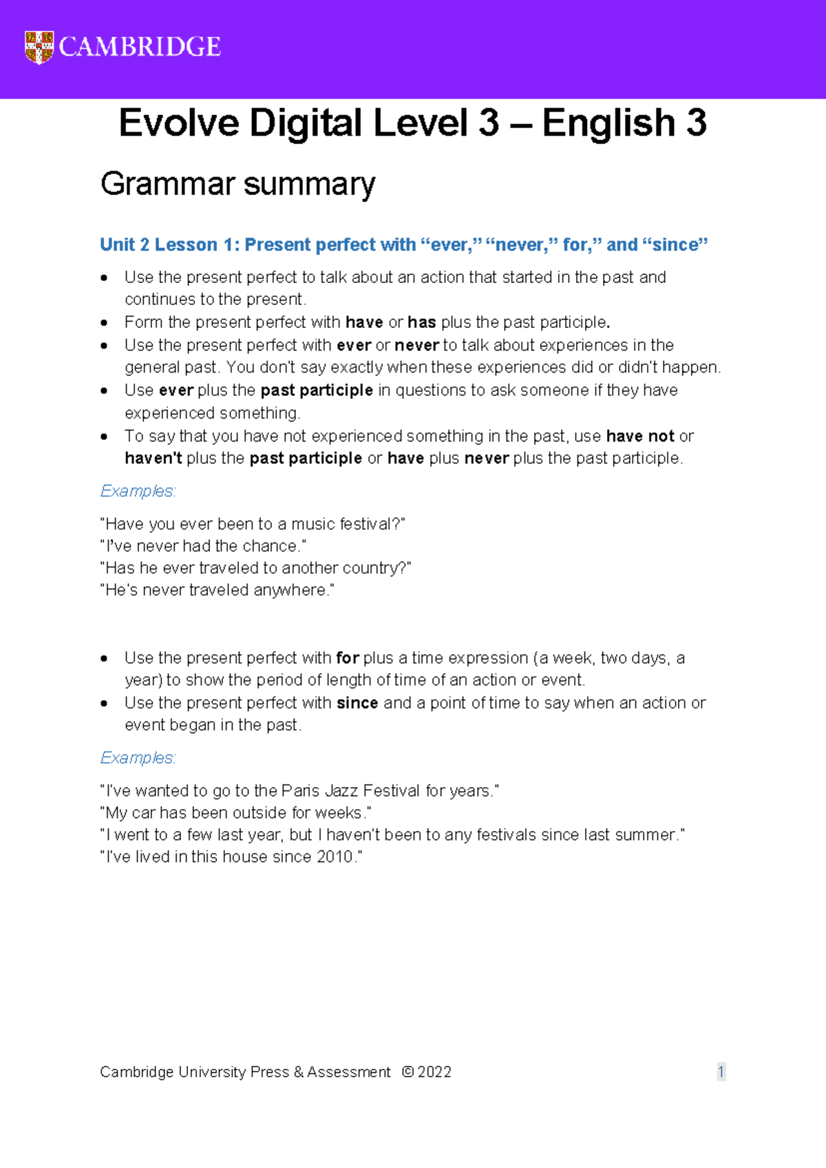 Unit 2 - E3 - Grammar - ingles3 - Cambridge University Press ...