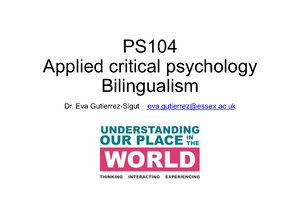 Ps118 clincal psych lecture 1 - LECTURE 1 Clinical Psychologist ...