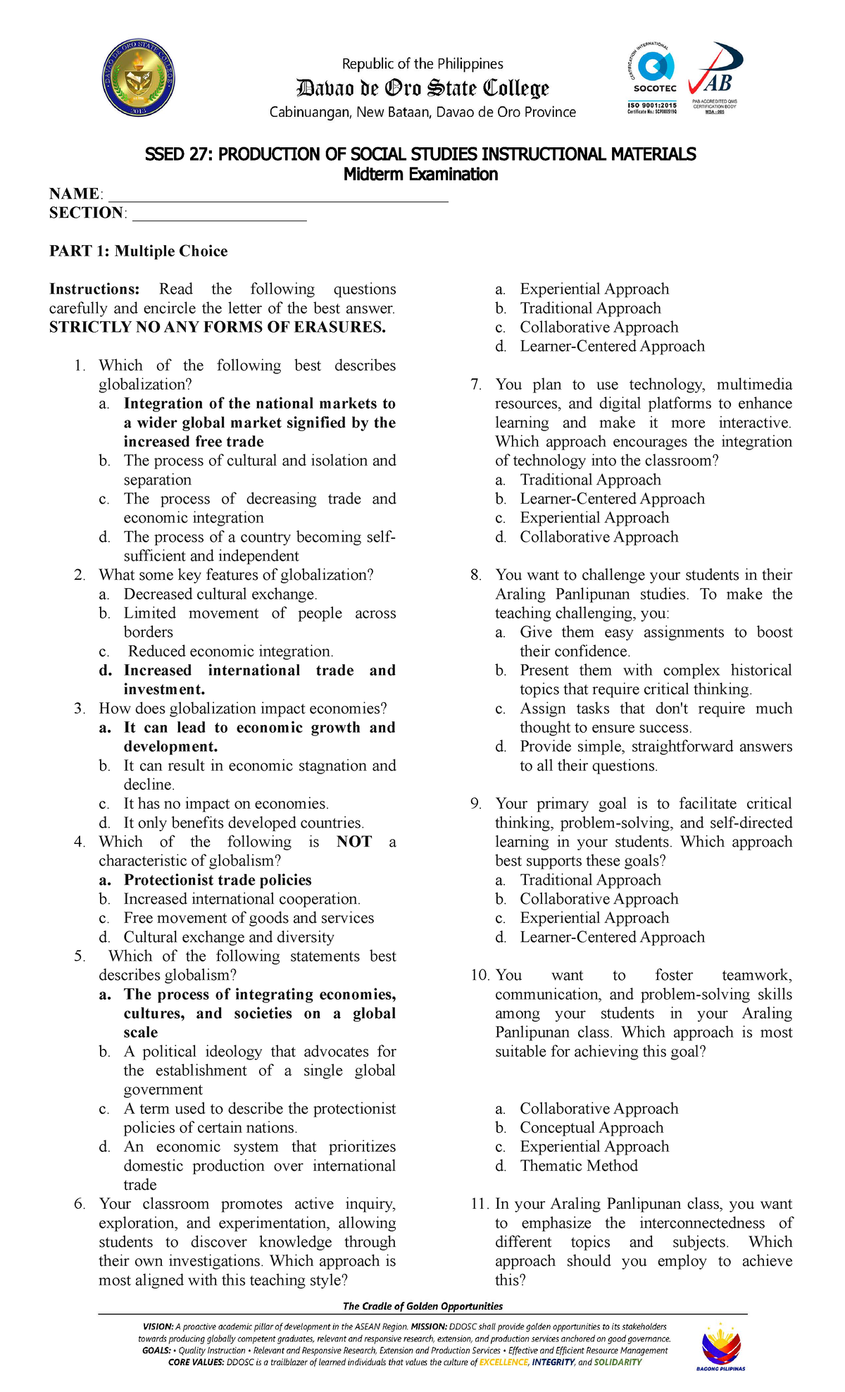 Prelim-ged 6-2023- Final- Final - Midterm Examination NAME: - Studocu