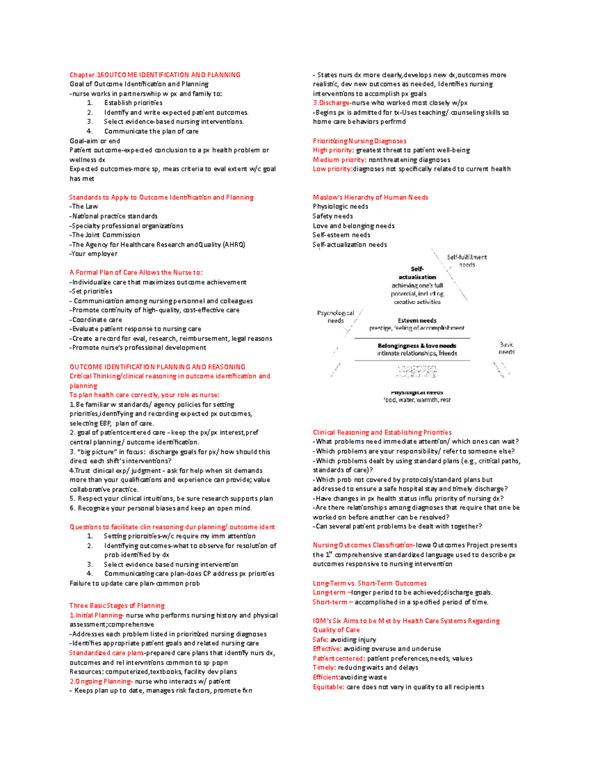 Chapter 16 Outcome Identification AND Planning - Chapter 16OUTCOME ...