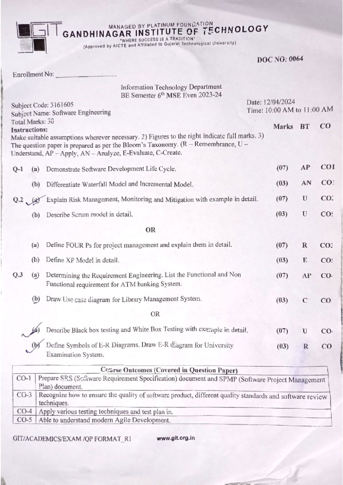 MSE Papers - Bachelor of engineering - Studocu