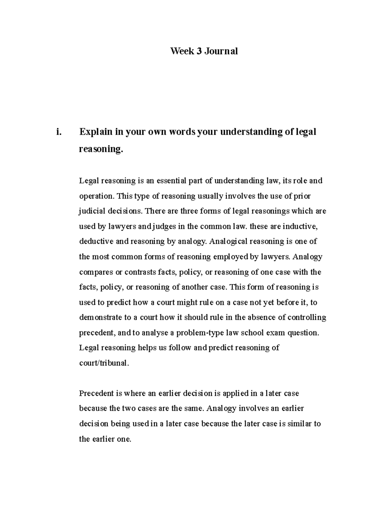 Week 3 Journal - Week 3 Journal i. Explain in your own words your ...