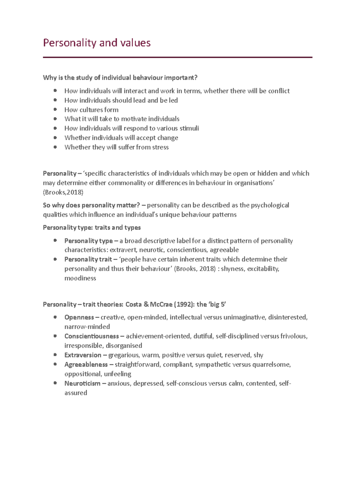 Personality and values 24th nov 2020 - Personality and values Why is ...