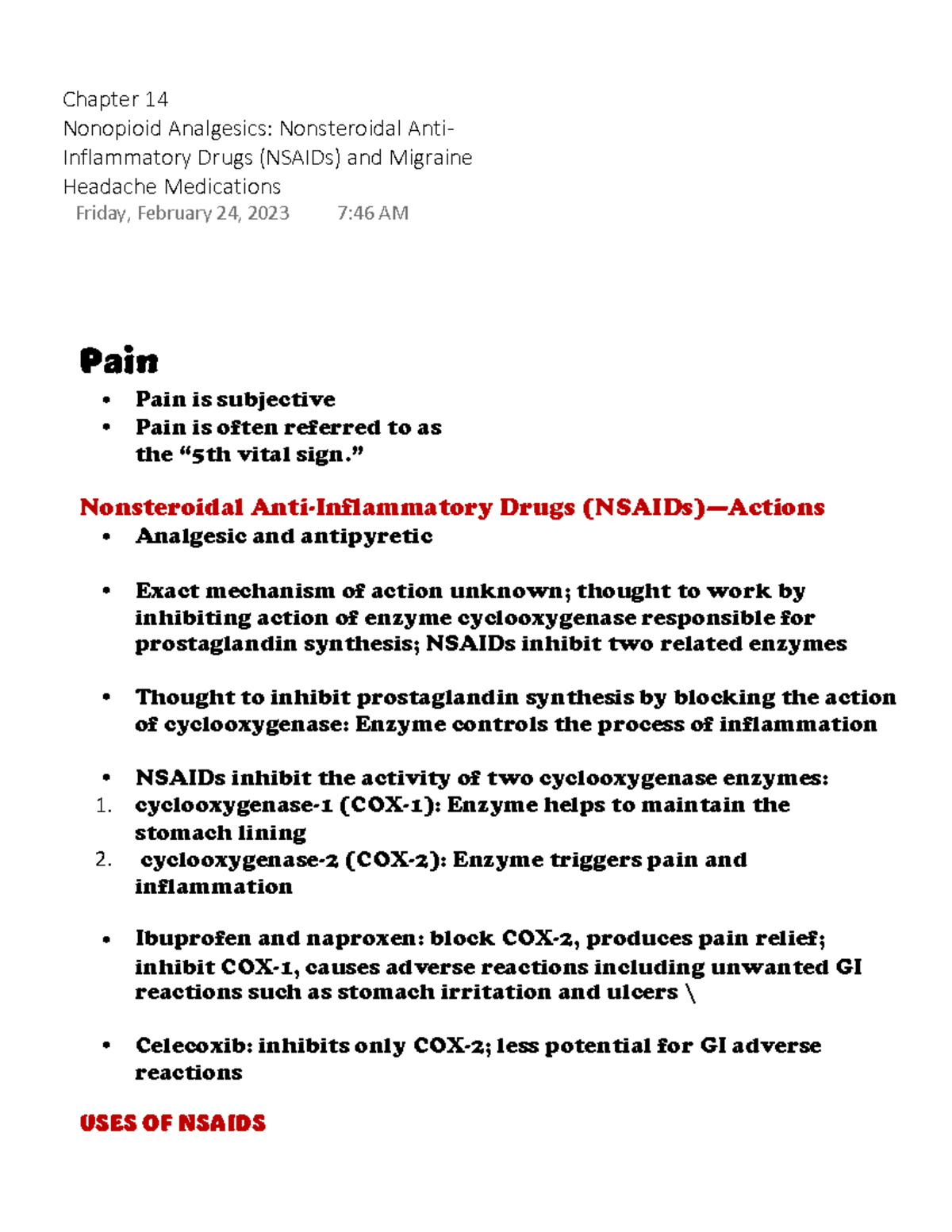 chp 14 pain drugs - Chapter 14 Nonopioid Analgesics: Nonsteroidal Anti ...