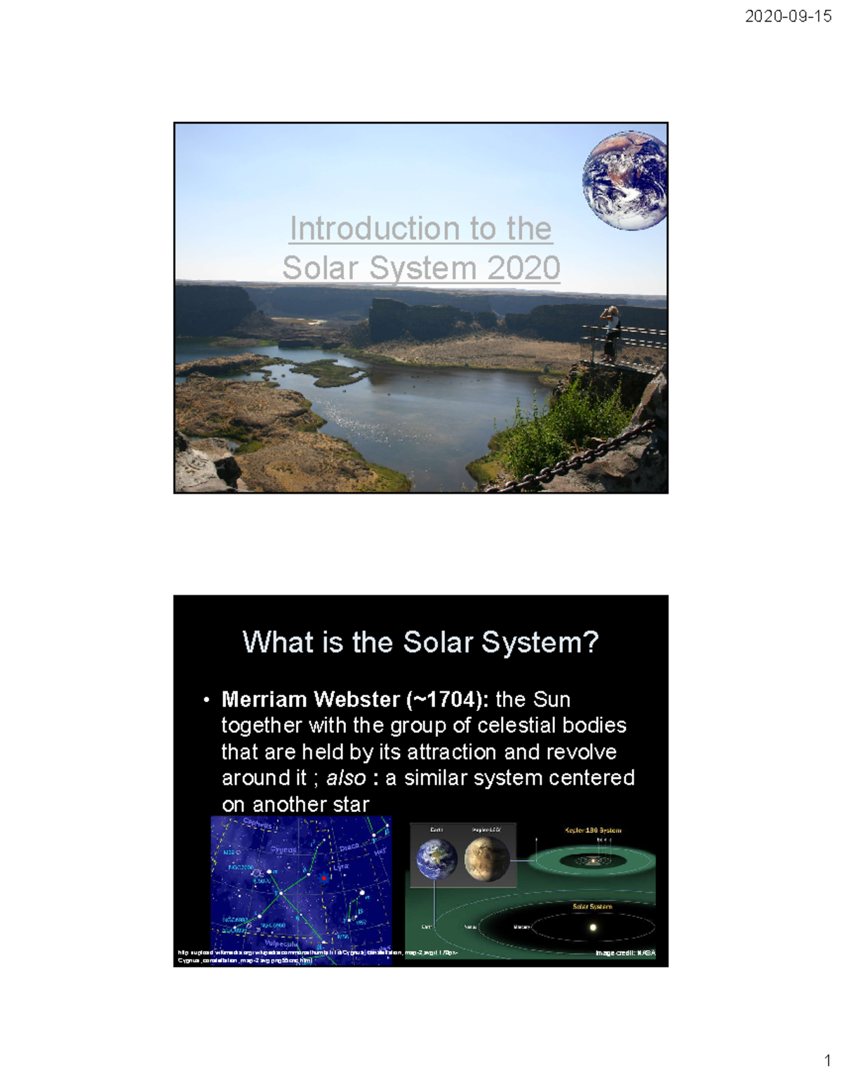 2. Introduction to the Solar System 2020 Notes - Introduction to the ...