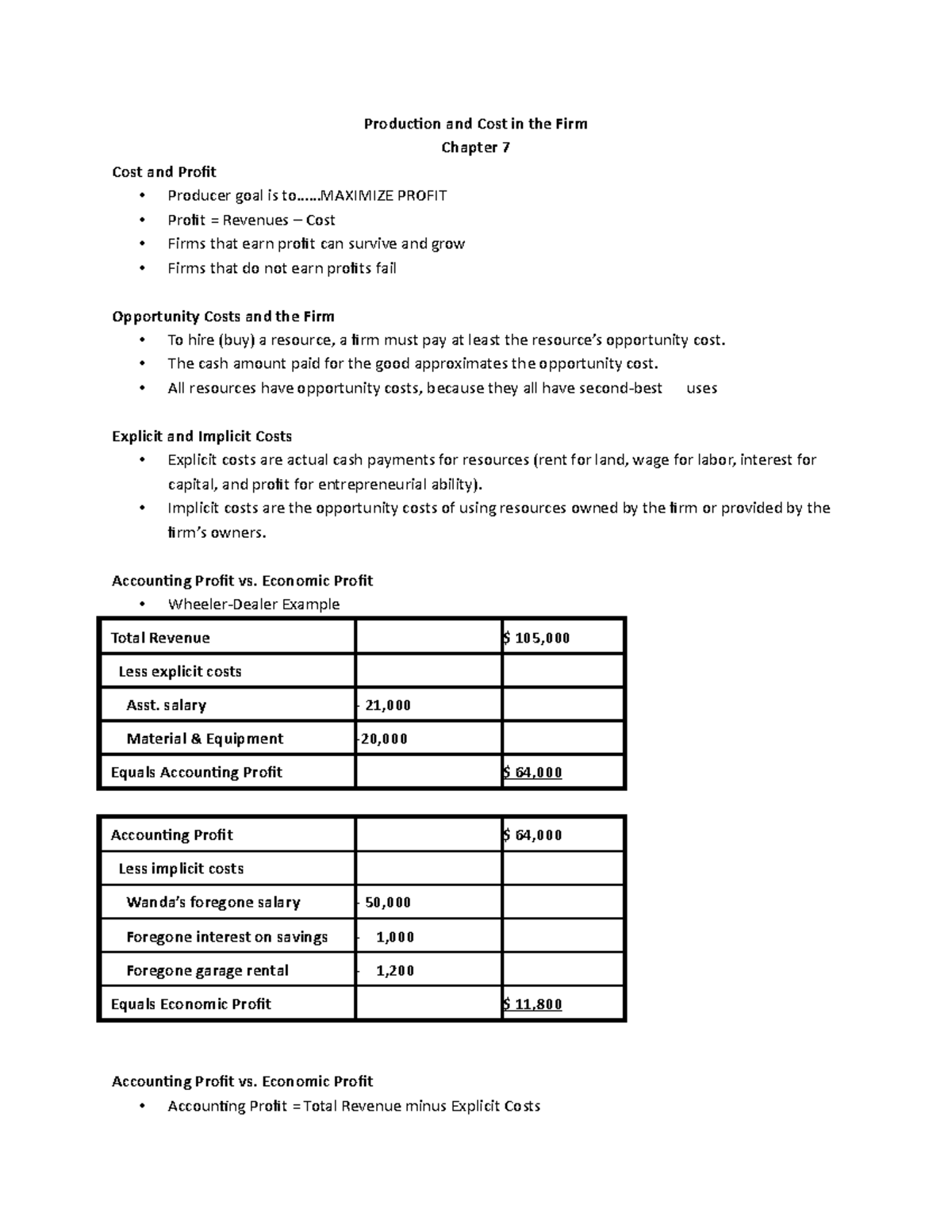 Chapter 7-Production and Cost in the Firm-Outline - Production and Cost ...