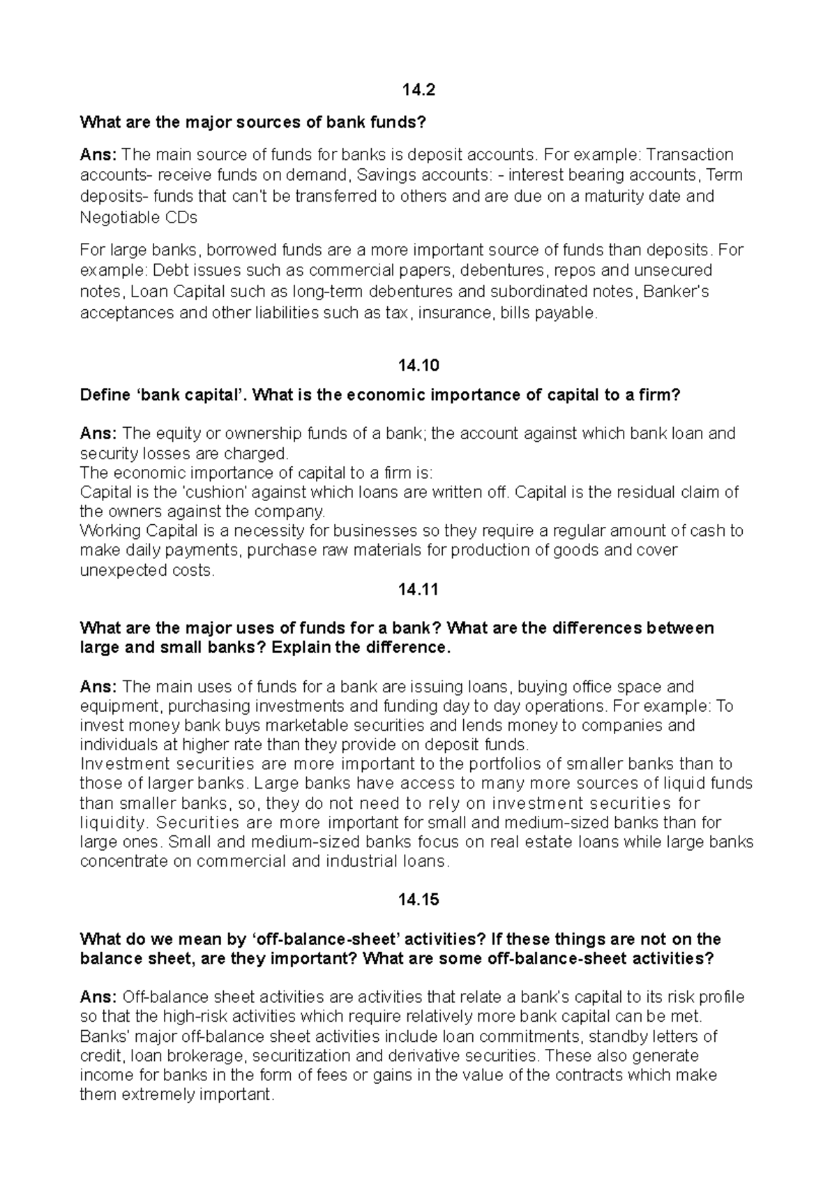 FIN 111 WEEK 7 - fin 111 tut solutions - 14. What are the major sources ...