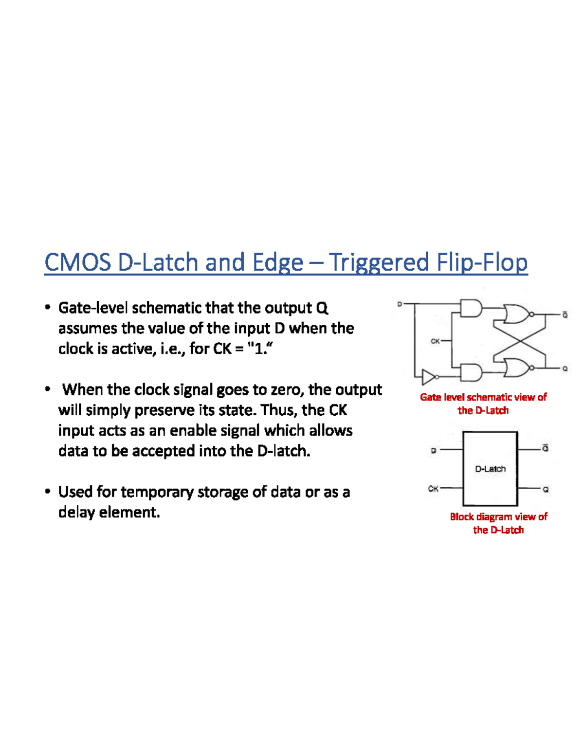 Lect29 DIC - Thanks - CMOS and Edge Triggered schematic that the output ...