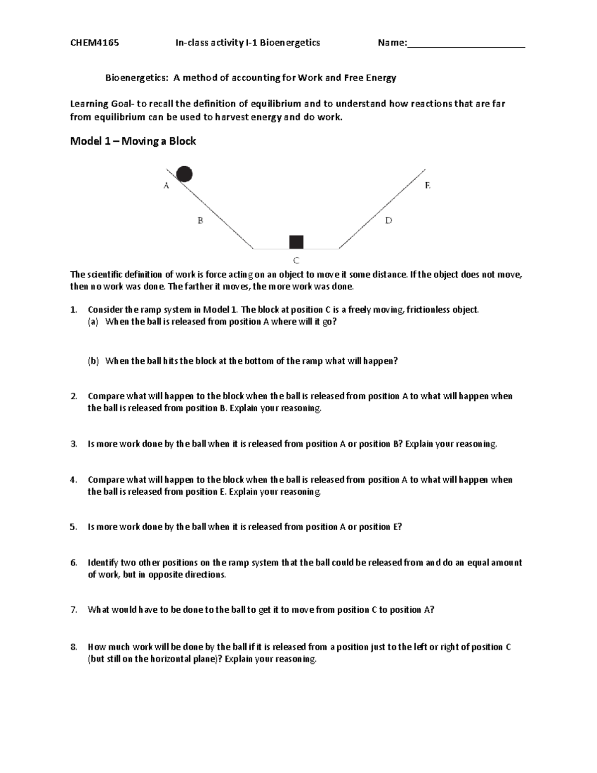 1 CHEM4165 Problem Session Activity Week 1 Bioenergetics Handout ...
