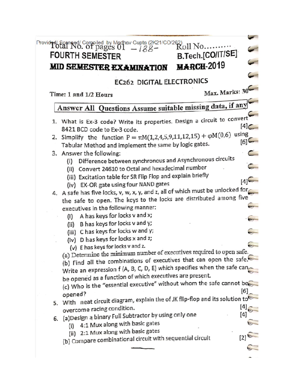 Digital electronics pyq mid sem - Btech ece - Studocu