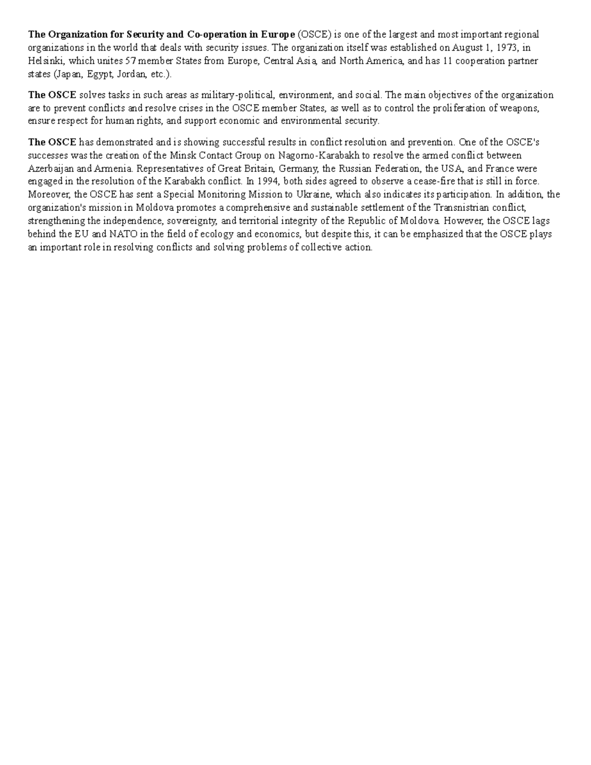 Discussion Board 1 - The Organization for Security and Co-operation in ...