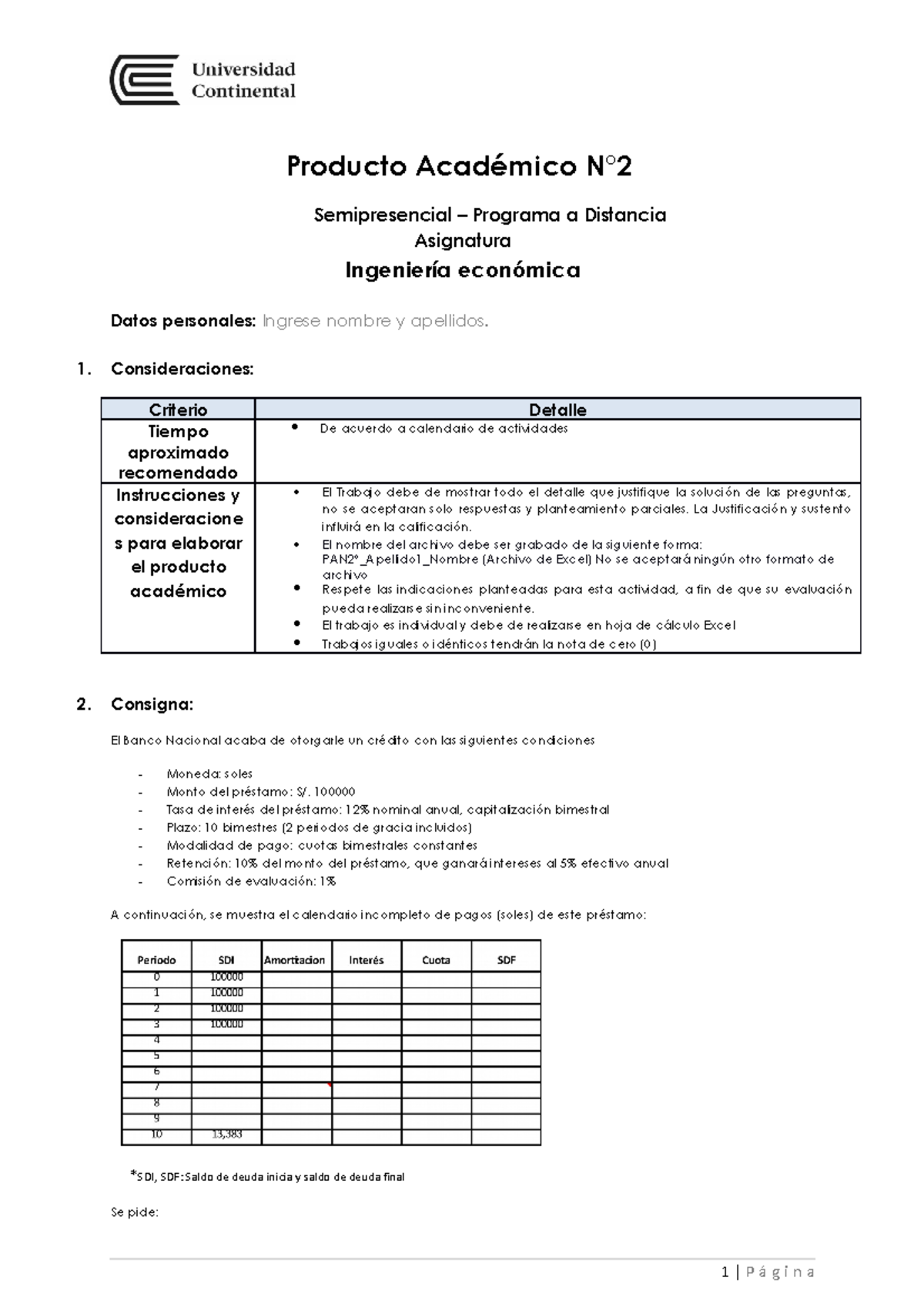 Producto Academico N°2 - Producto Académico N° Semipresencial – Programa a Distancia Asignatura ...