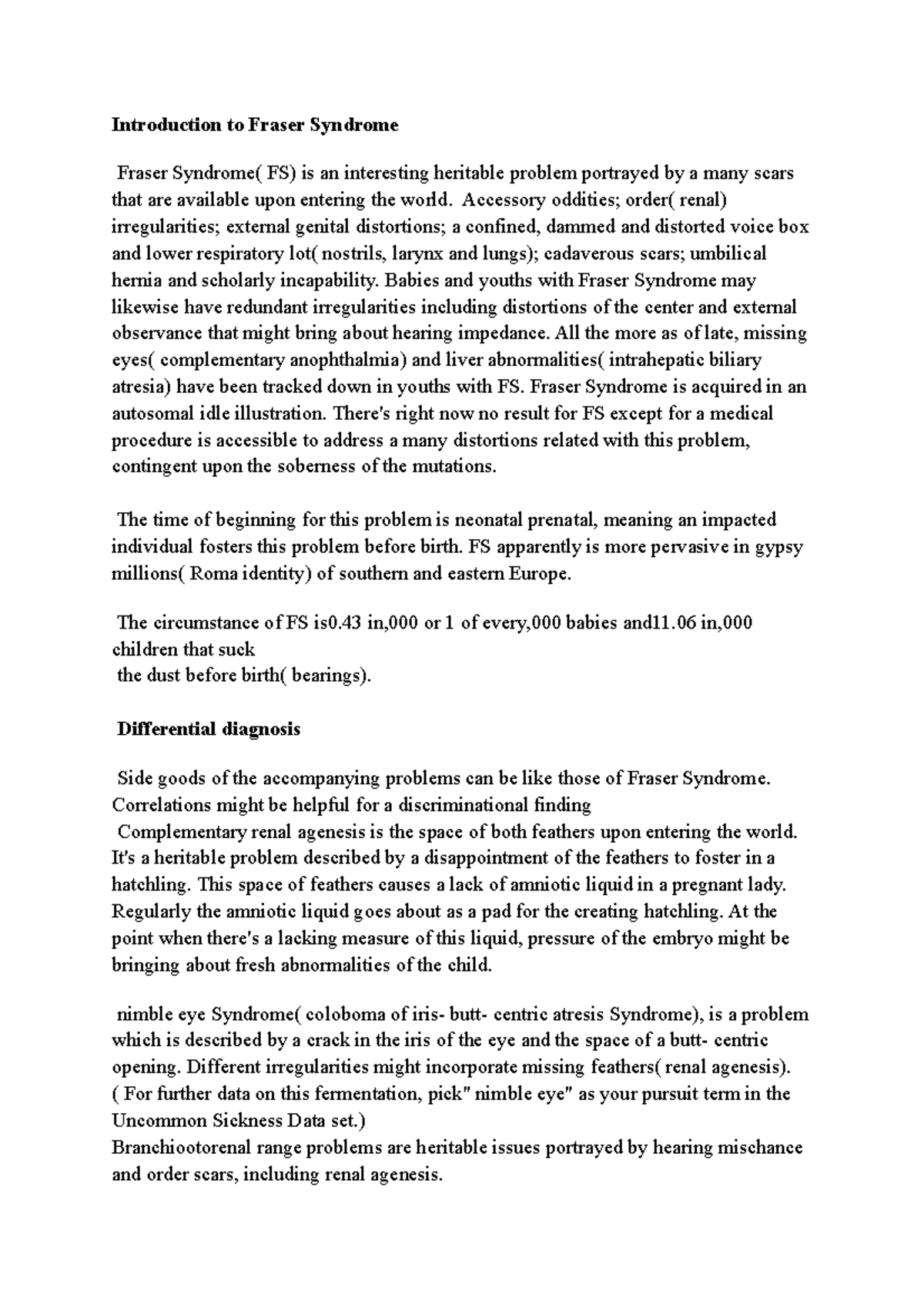 Diagnosis and treatment of Fraser Syndrome - Introduction to Fraser ...