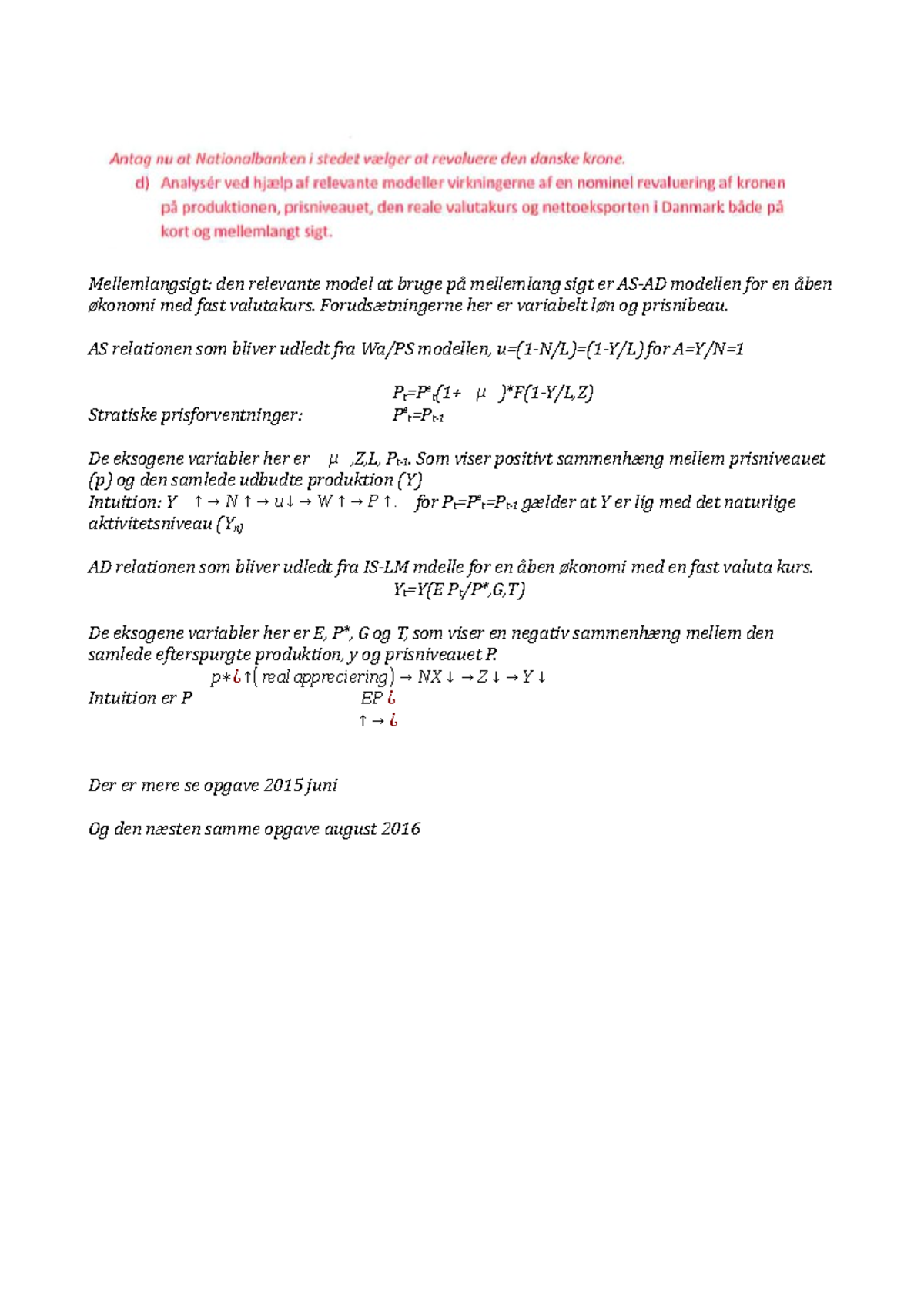 Mellemlangsigt AS- AD modellen - Mellemlangsigt: den relevante model at ...
