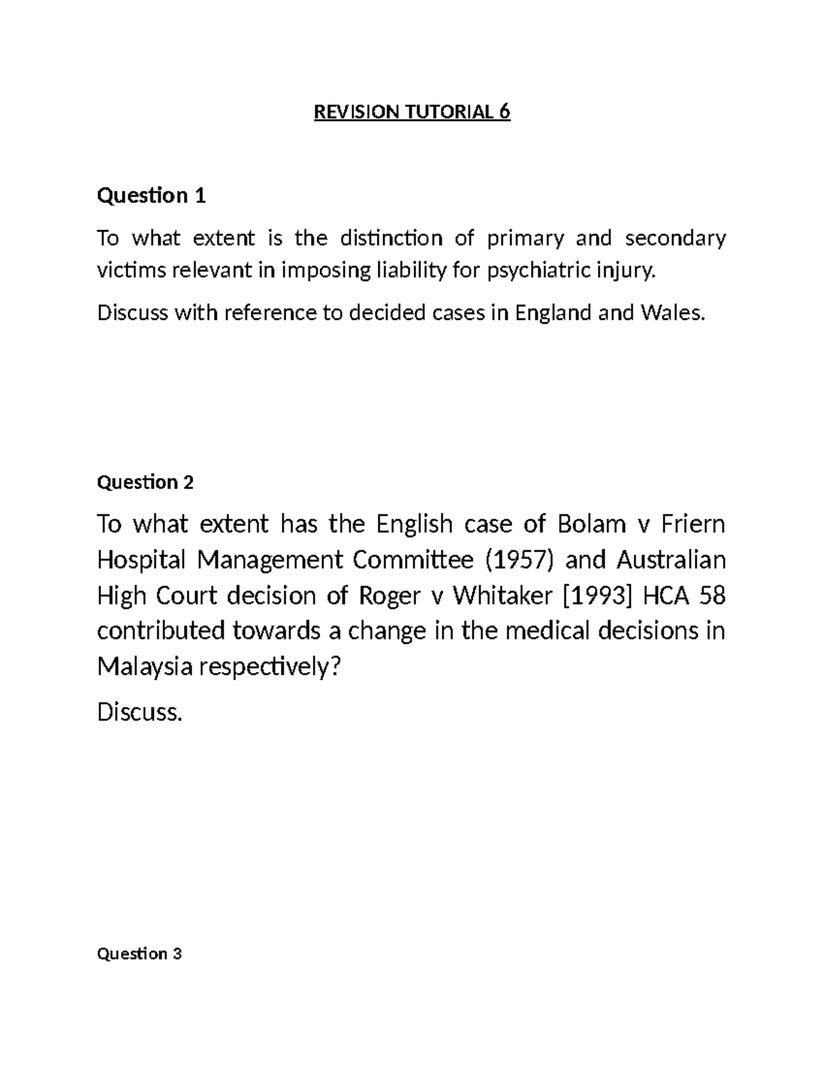 Revision Tutorial 6 - fdddddddddddddddd - REVISION TUTORIAL 6 Question 1 To what extent is the ...