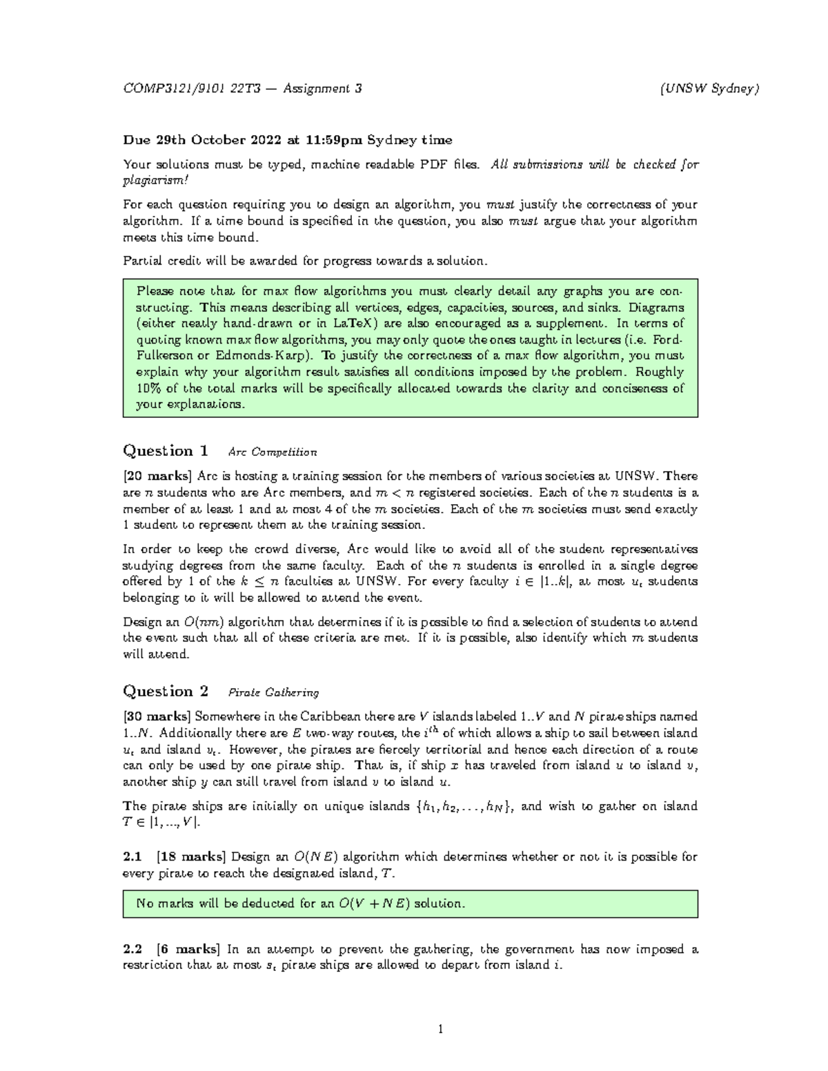 COMP3121 22T3 ASST3 Students v3 - COMP3121/9101 22T3 — Assignment 3 (UNSW Sydney) Due 29th ...