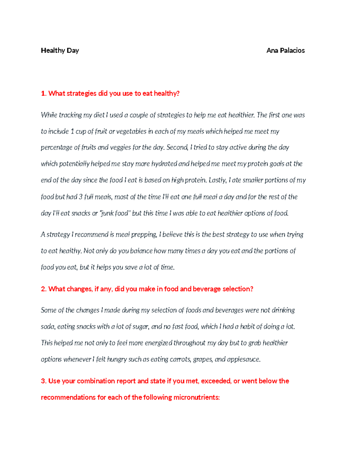 Health Day nutrition - discussion board - Healthy Day Ana Palacios What ...