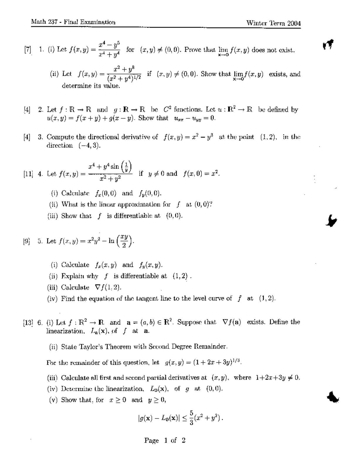 Exam 17 August 2010, questions and answers - Math 237 - Studocu