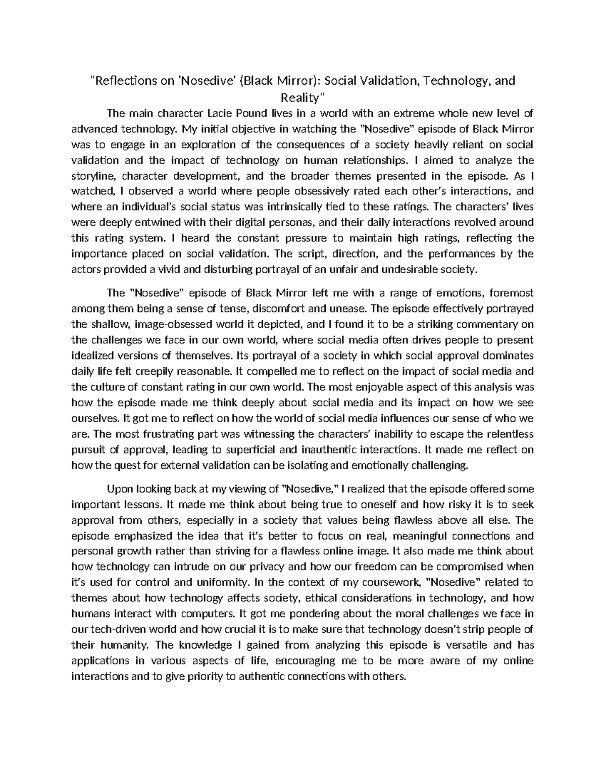 Reflections on 'Nosedive' (Black Mirror) - My initial objective in ...