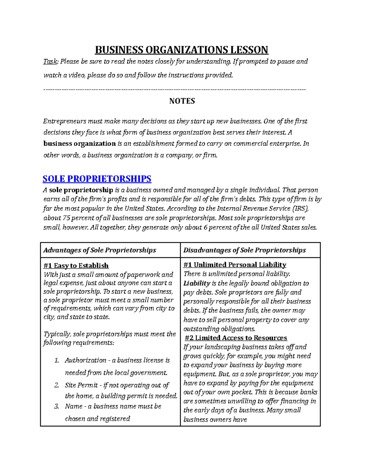 Business Organizations Notes-mr. morwabe - BUSINESS ORGANIZATIONS ...