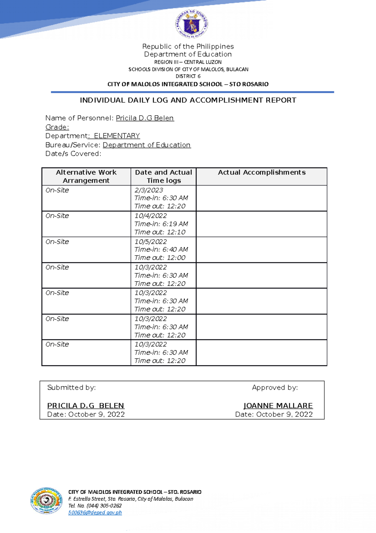 Ipcrf- Pricila - deped teacher - Republic of the Philippines Department ...