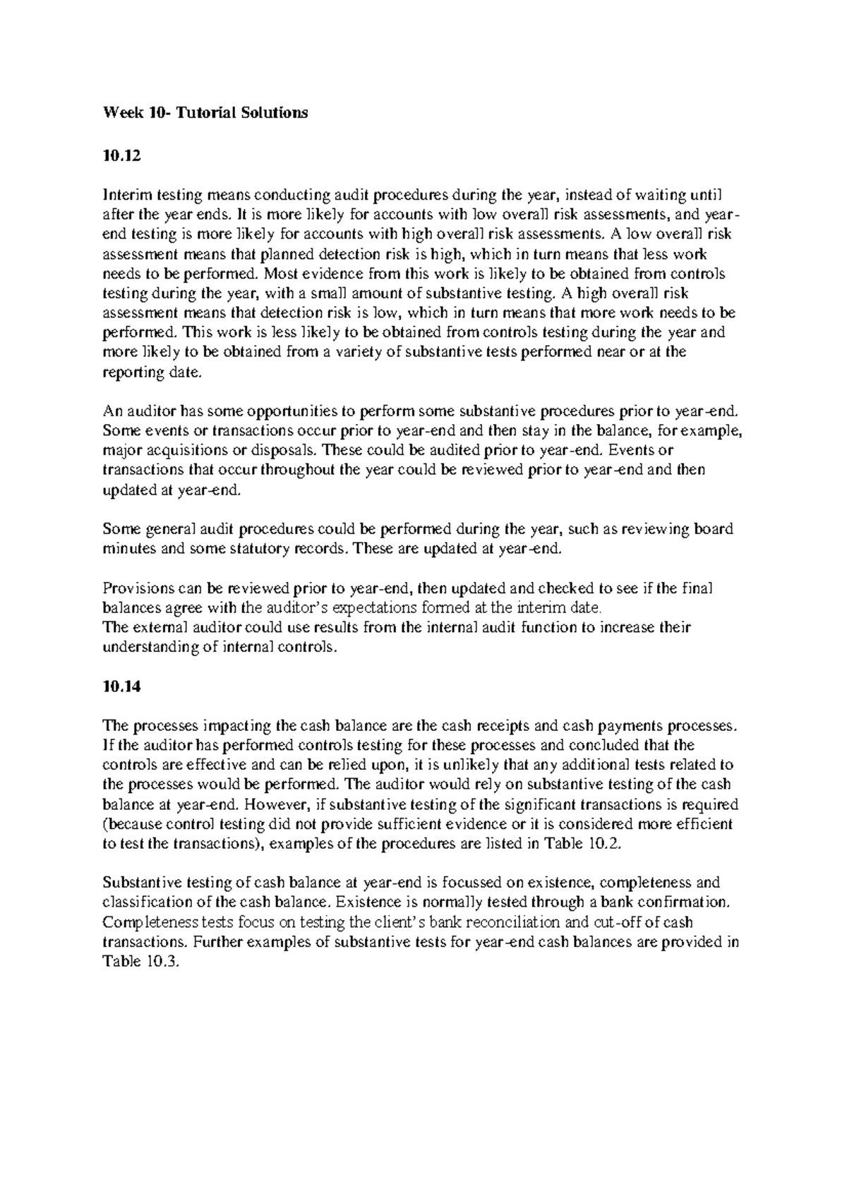 Week 10 Tutorial Solutions Student - Week 10- Tutorial Solutions 10 ...