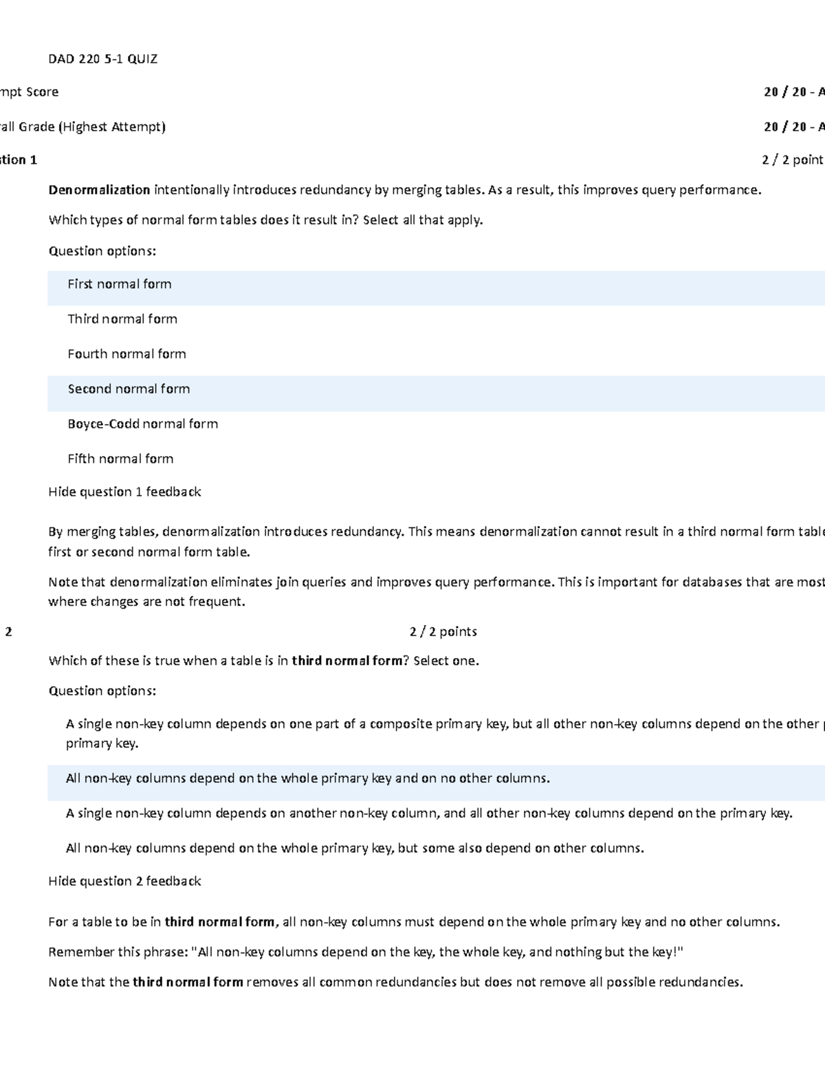 DAD 220 5-1 QUIZ - 20-20 5-1 QUIZ - DAD 220 5-1 QUIZ 20 / 20 - A 20 / 20 - A 2 / 2 points - Studocu